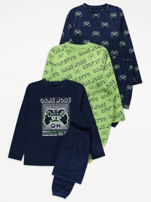 Gaming Controller Long Sleeve Pyjamas 3 Pack | Kids | George at ASDA