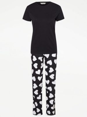 Black Heart Print Short Sleeve Pyjamas Gift Set | Lingerie | George at ASDA