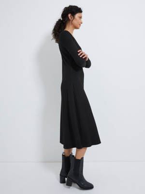 Black Ribbed Soft Touch Midi Dress | Women | George at ASDA