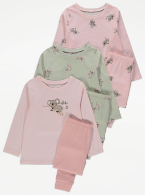 Koala Long Sleeve Pyjamas 3 Pack | Kids | George at ASDA