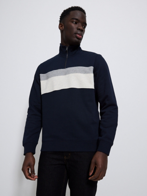 Stone Quarter Zip Funnel Neck Sweatshirt | Men | George at ASDA
