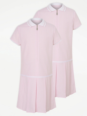 Pink Girls Gingham Sporty School Dress 2 Pack | School | George at ASDA