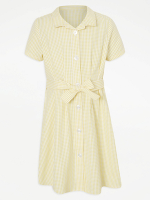 Girls Yellow Gingham Belted School Dress | School | George at ASDA