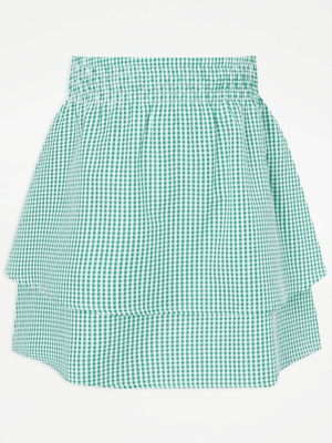 Green Girls Gingham Layered School Skirt | School | George at ASDA