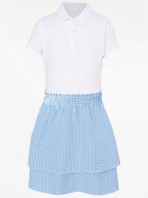 Light Blue Girls Gingham Rara School Dress | School | George at ASDA