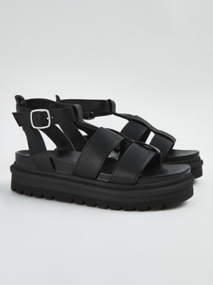 Black Chunky Buckled Sandals | Women | George at ASDA