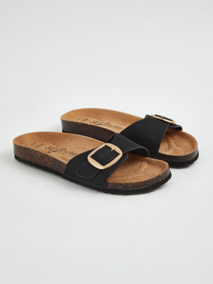 Black Single Buckle Flatbed Sandals | Women | George at ASDA