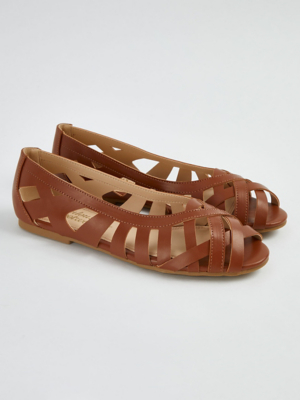 Brown Strappy Open Toe Ballet Shoes | Women | George at ASDA