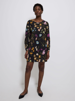 Bright Floral Textured Long Sleeve Mini Dress | Women | George at ASDA