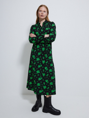 Black Floral Textured Midi Dress | Women | George at ASDA