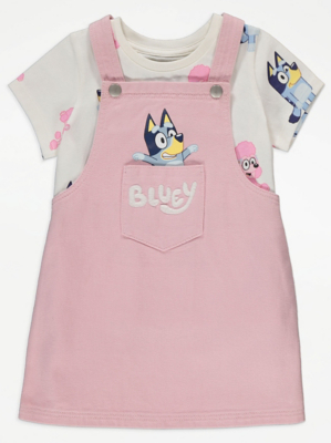 Bluey Pink Pinafore Dress and T-Shirt Outfit | Kids | George at ASDA