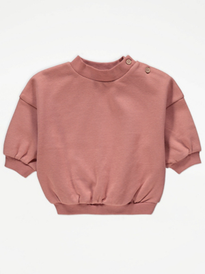 Dusky Pink Button Shoulder Sweatshirt | Baby | George at ASDA