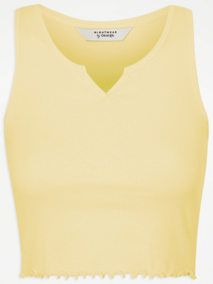 Yellow Ribbed Cropped Pyjama Vest Top | Lingerie | George at ASDA