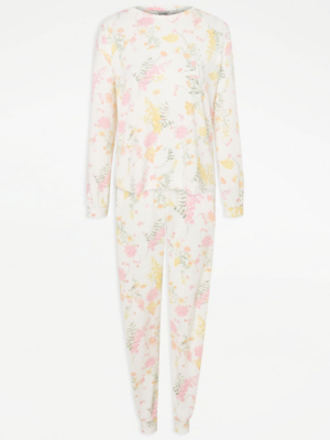 Bright Floral Brushed Snit Long Sleeve Pyjamas | Lingerie | George at ASDA
