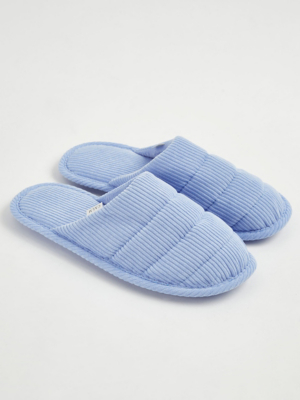 Light Blue Herringbone Full Back Slippers | Lingerie | George at ASDA