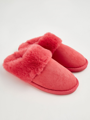 Bright Pink Suedette Mule Slippers | Lingerie | George at ASDA