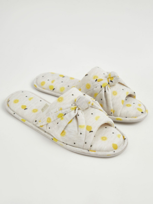 Grey Lemon Knotted Slider Slippers | Lingerie | George at ASDA