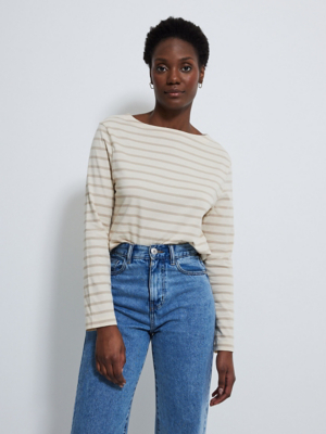 Stone Striped Long Sleeve Top | Women | George at ASDA