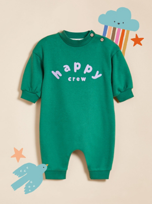 Little Angels Green Happy Crew All In One | Baby | George at ASDA