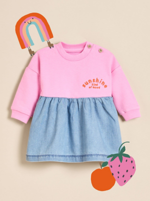 Little Angels Sunshine Jumper Denim Dress | Baby | George at ASDA