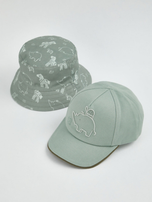 Khaki Safari Animal Cap and Bucket Hat Set | Kids | George at ASDA