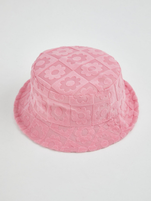 Pink Retro Flower Towelled Bucket Hat | Kids | George at ASDA