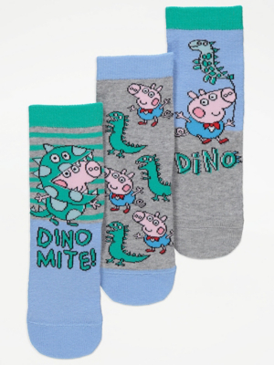 Peppa Pig George Pig Dinosaur Socks 3 Pack | Kids | George at ASDA