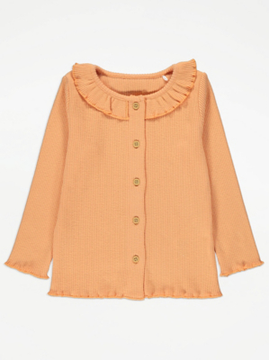 Peach Frill Neck Ribbed Cardigan | Kids | George at ASDA