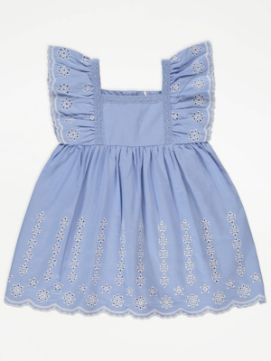 Blue Embroidered Woven Dress | Kids | George at ASDA