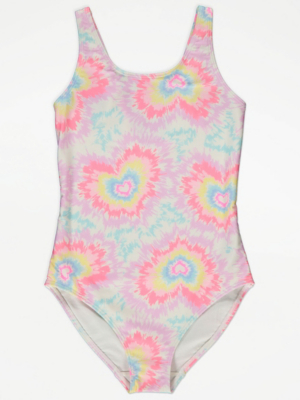 Pink Heart Tie Dye Swimsuit | Sale & Offers | George at ASDA