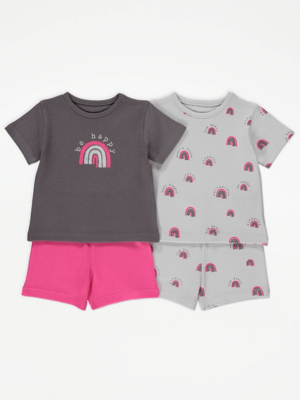 Rainbow Be Happy Pyjamas 2 Pack | Baby | George at ASDA