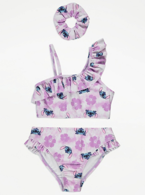 Disney Stitch Purple Floral Frill Bikini Set | Kids | George at ASDA