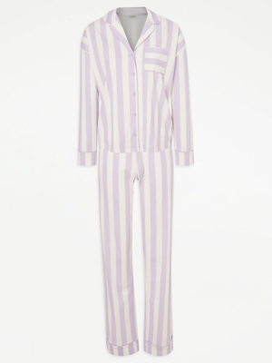 Lilac Striped Long Sleeve Shirt Pyjamas | Lingerie | George at ASDA