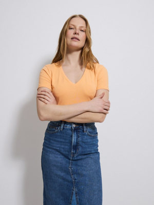 Orange Basic V Neck Top | Women | George at ASDA