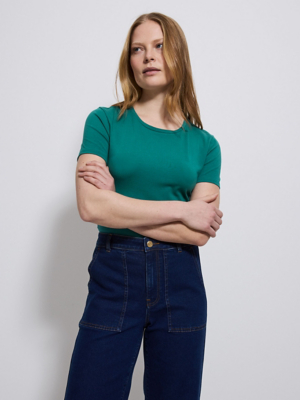Teal Basic Crew Neck Top | Women | George at ASDA