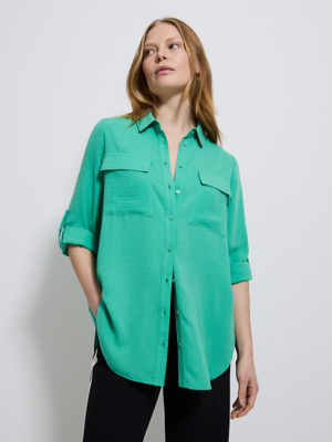 Green Longline Roll Sleeve Utility Shirt | Women | George at ASDA