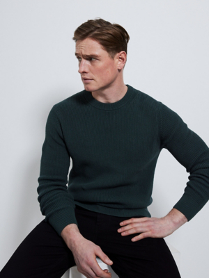 Dark Green Knitted Crew Neck Jumper | Men | George at ASDA