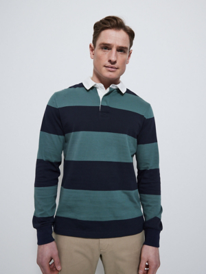 Green Striped Rugby Shirt | Men | George at ASDA
