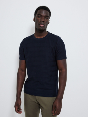 Navy Textured Striped T-Shirt | Men | George at ASDA