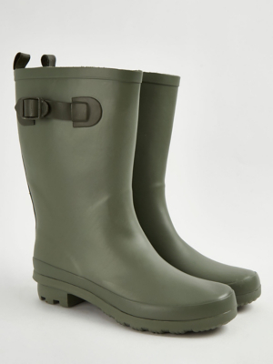 Khaki Mid Calf Buckle Wellington Boots | Women | George at ASDA