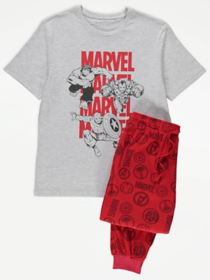 Marvel Comics Red Fleece Slogan Pyjamas Gift Set | Men | George at ASDA