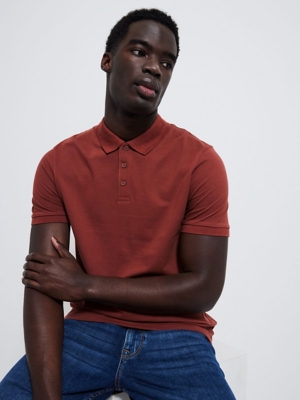 Rust Textured Polo Top | Men | George at ASDA