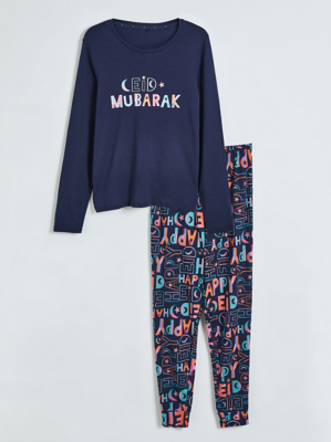 Navy Eid Mubarak Matching Family Adults Pyjamas | Lingerie | George at ASDA