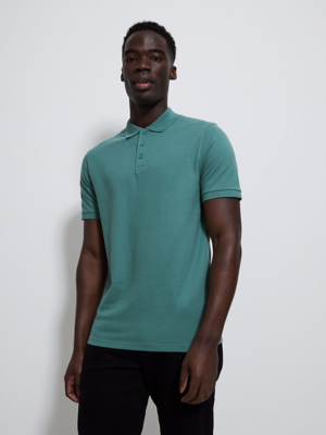 Sage Green Geometric Smart Polo Top | Men | George at ASDA