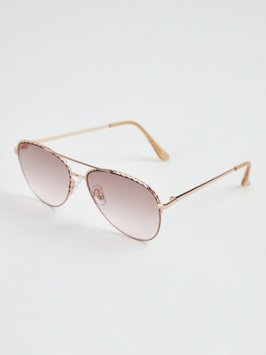 Rose Gold Twist Frame Aviator Sunglasses | Women | George at ASDA