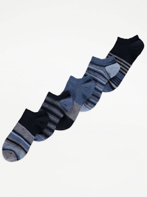 Blue Trainer Liner Cotton Rich Socks 5 Pack | Men | George at ASDA