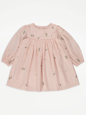Blush Woven Textured Floral Embroidered Dress | Kids | George at ASDA