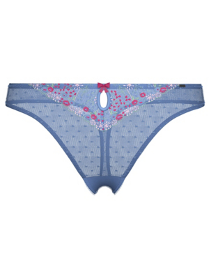 Entice Light Blue Embroidered Mesh Thong | Lingerie | George at ASDA