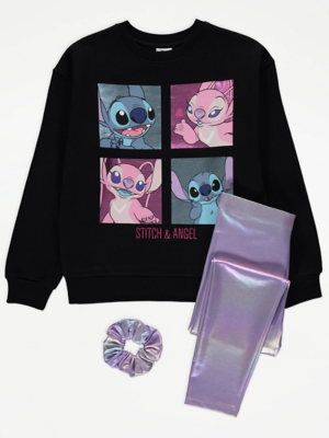 Disney Lilo & Stitch Sweatshirt Shimmer Leggings and Scrunchie Outfit ...