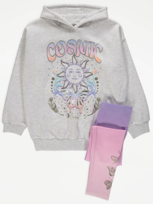Grey Anime Hoodie and Leggings Outfit | Kids | George at ASDA